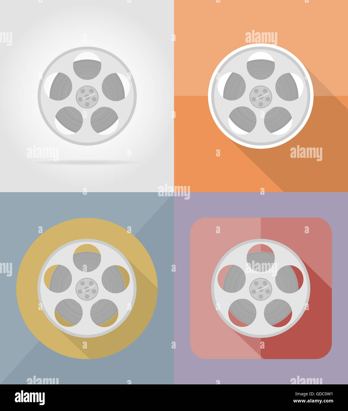 movie film flat icons illustration isolated on background Stock Photo ...