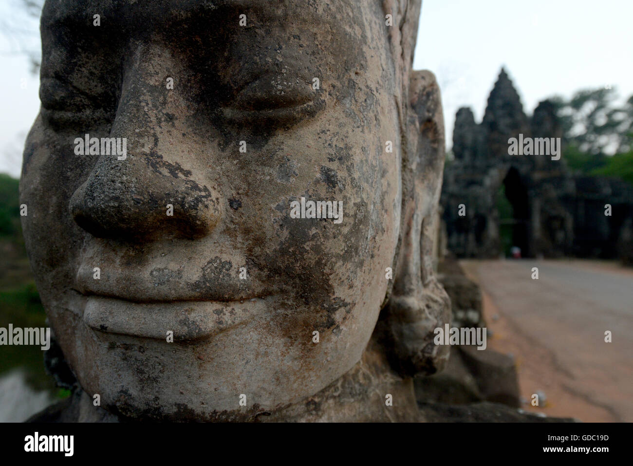 The Bridge at the Angkor Tom Gate in the Temple City of Angkor near the ...