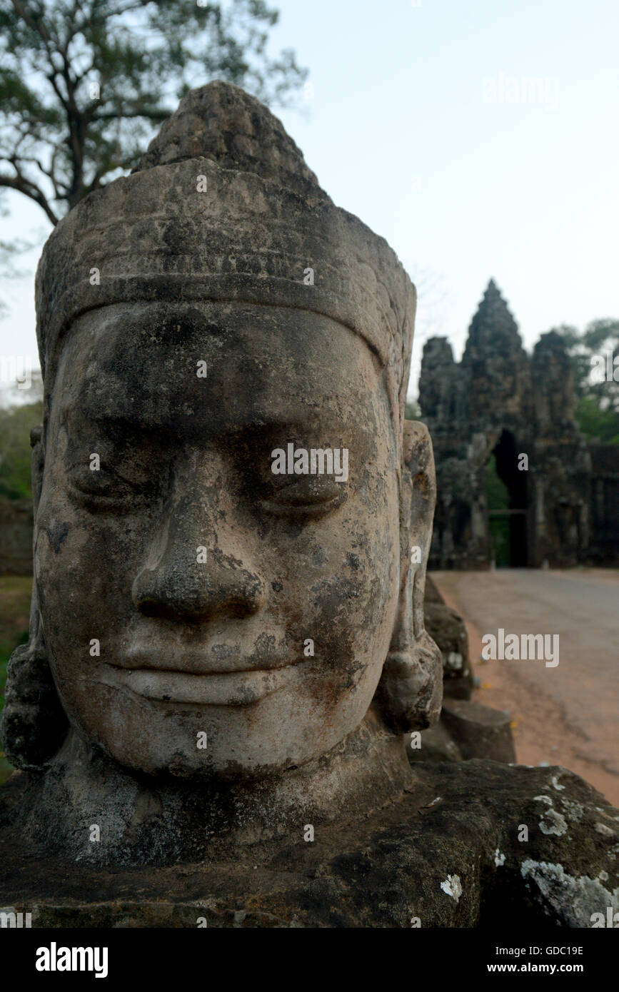 The Bridge at the Angkor Tom Gate in the Temple City of Angkor near the ...