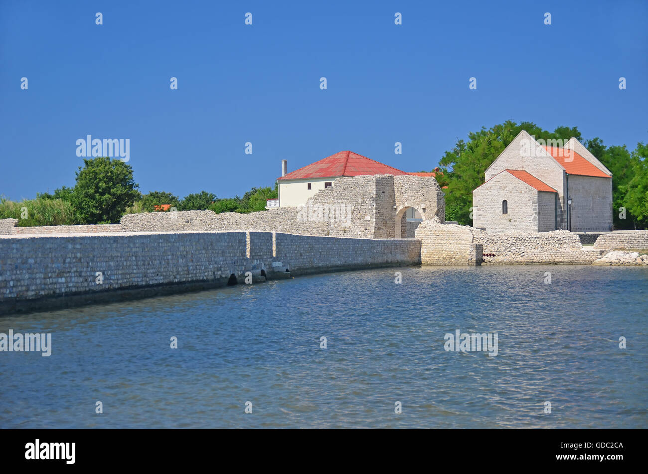 The entrance to the ancient roman island town of Nin,near to Zadar in ...