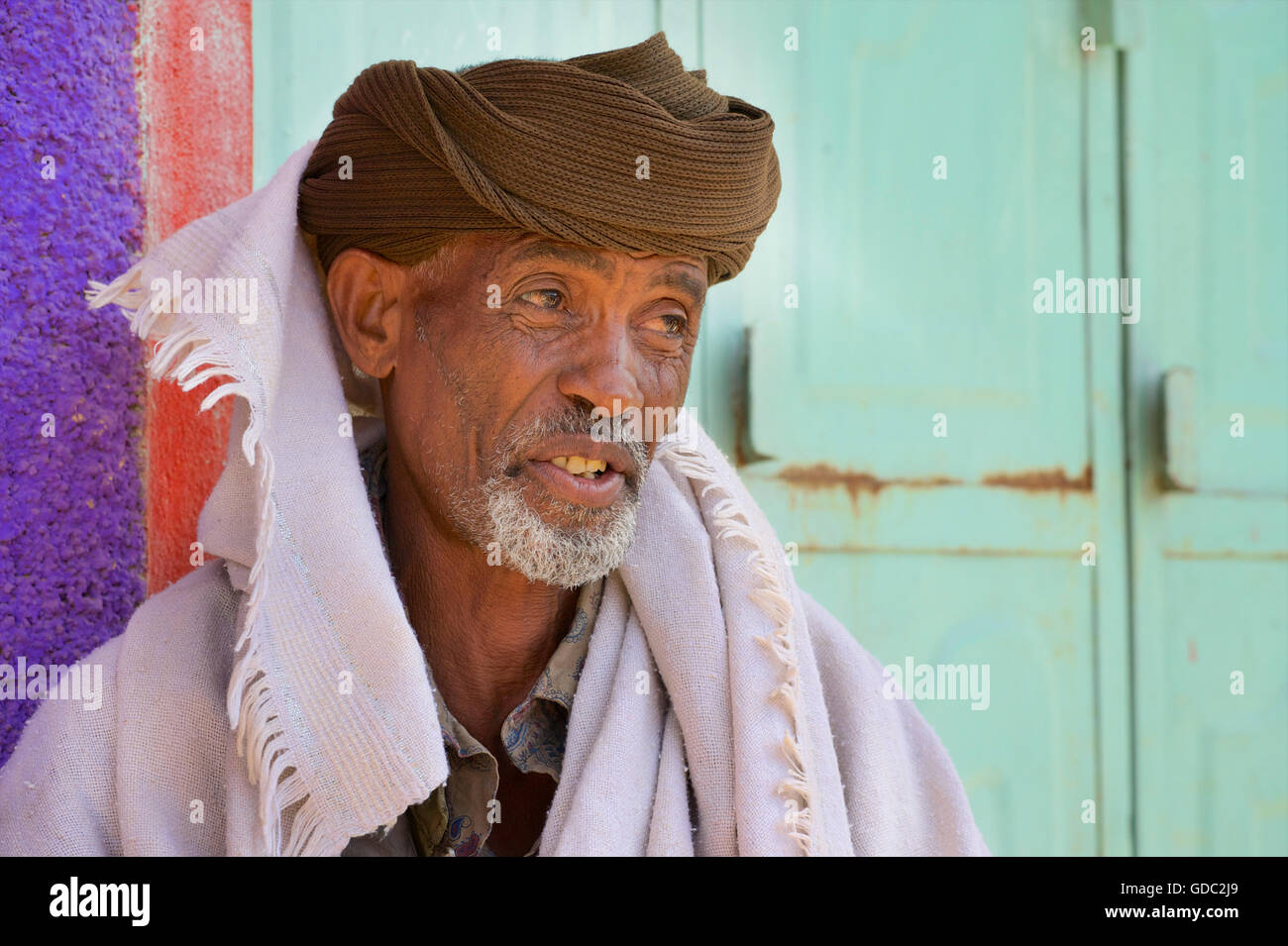 Ethiopian man in local style attire. Wkro, Tigray, Ethiopia Stock Photo ...