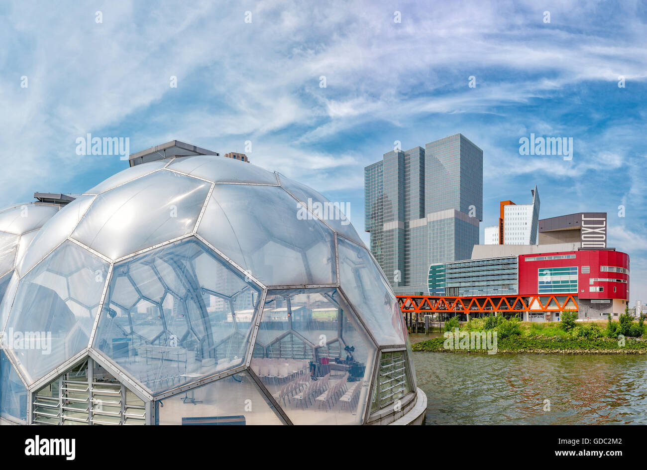 Rotterdam,Modern high-rise office buildings and the Floating Pavilion ...