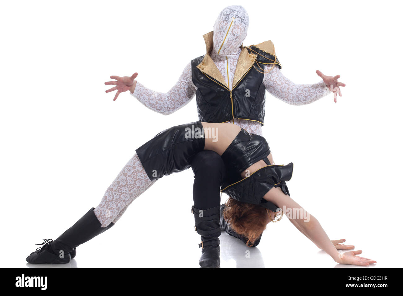 Image of dancer with hidden face and his partner Stock Photo - Alamy