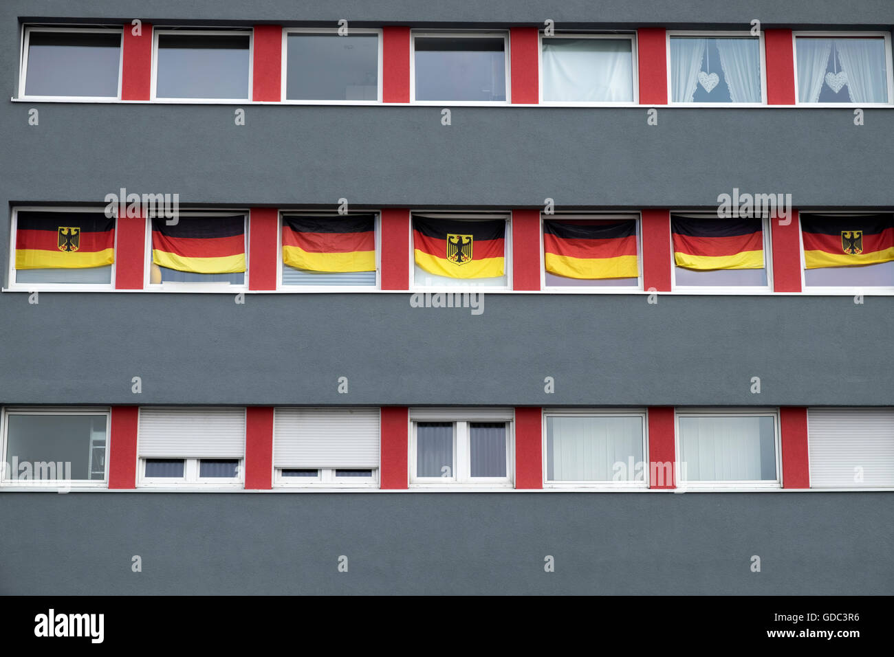 German flags in support of the national football team during Euro 2016 ...