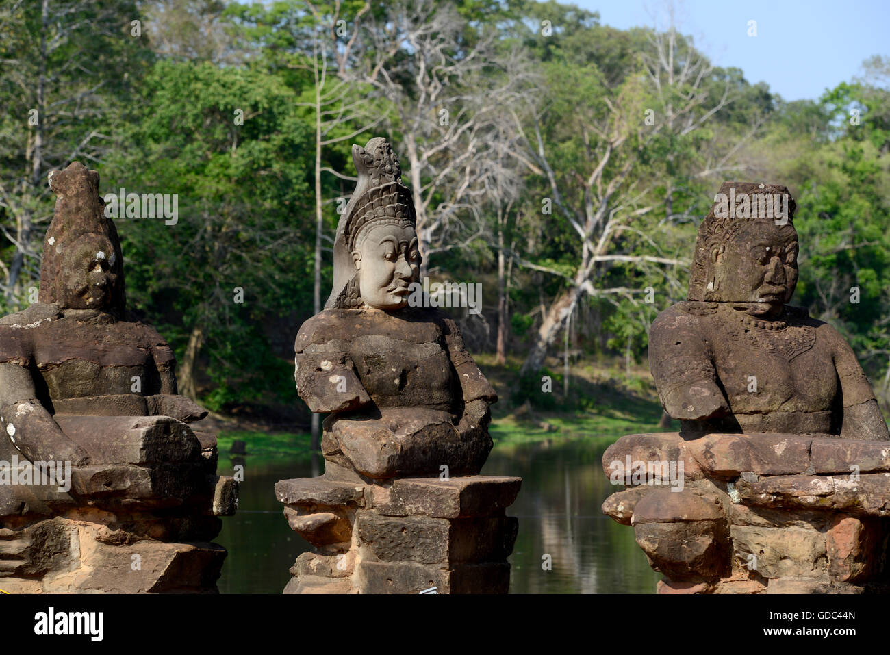 The Angkor Tom Gate in the Temple City of Angkor near the City of Siem ...