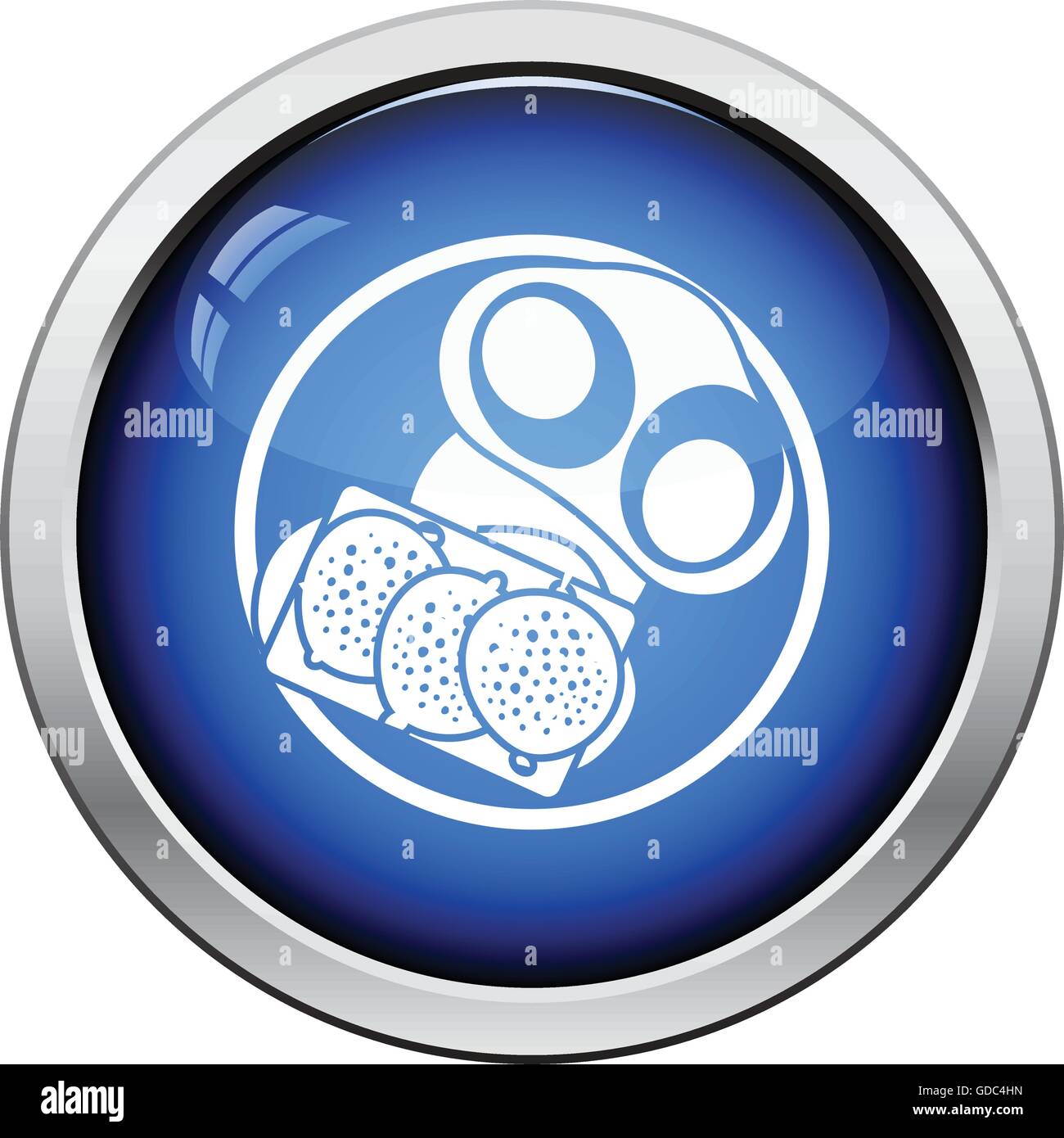 Omlet and sandwich icon. Glossy button design. Vector illustration ...