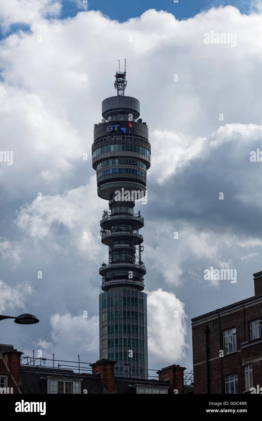 BT British Telecom tower from Euston Road near Warren Street ...
