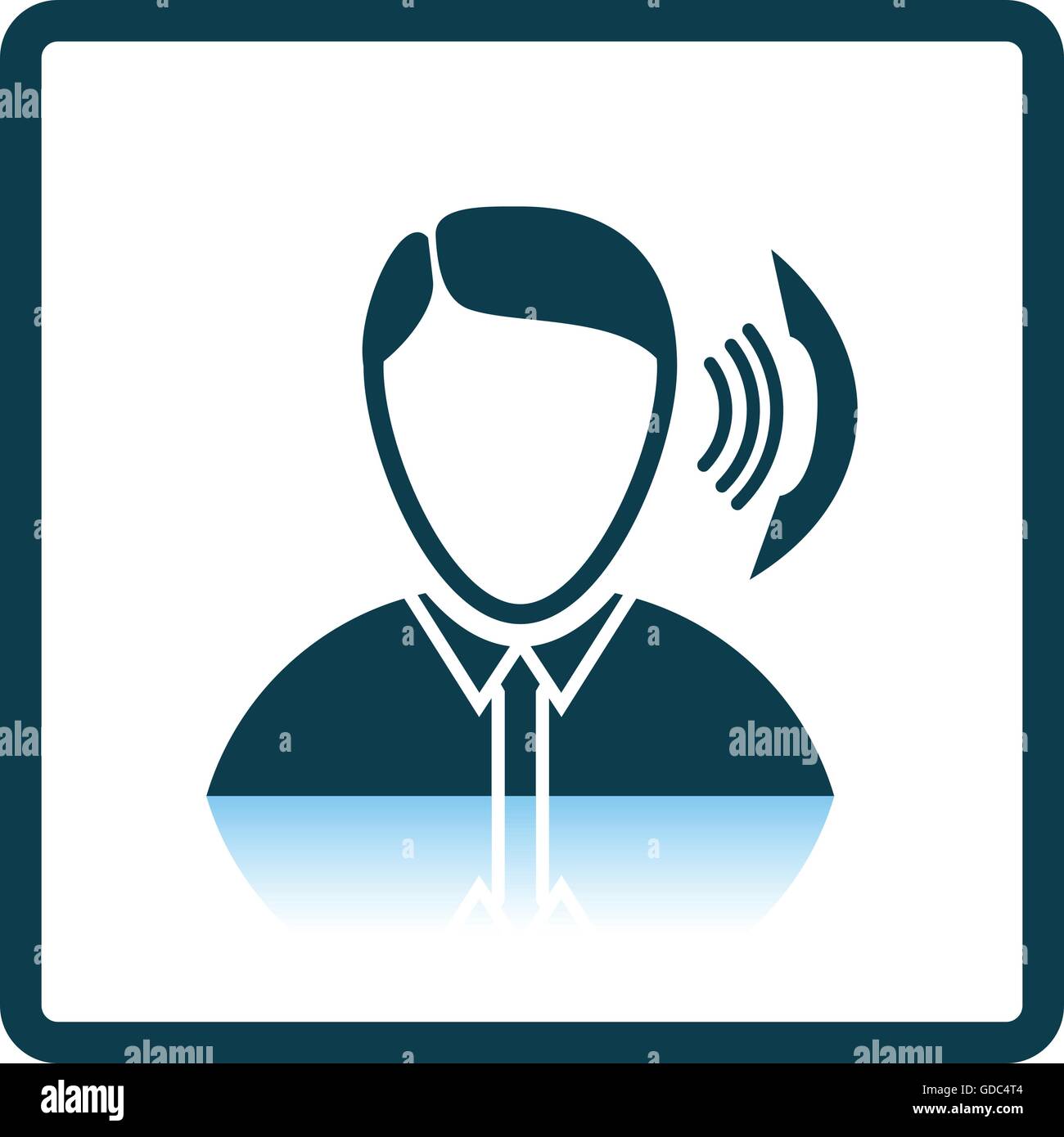 Businessman avatar making telephone call icon. Shadow reflection design ...
