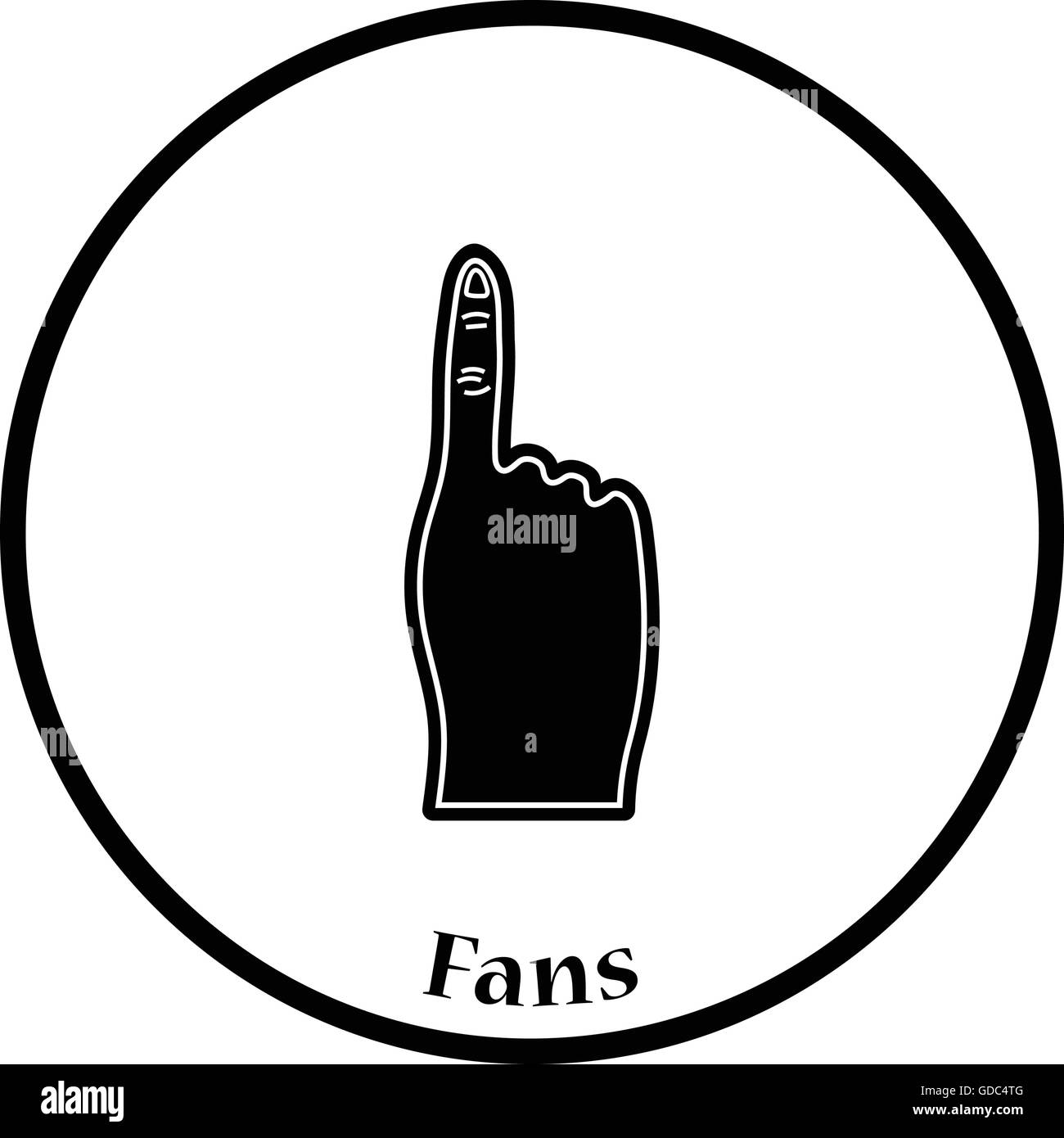 Fans foam finger icon. Thin circle design. Vector illustration Stock ...