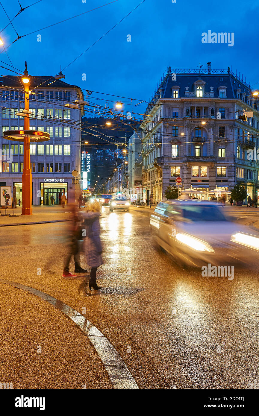 Biel,Bienne,canton Bern,Switzerland,Europe town,city,lights,traffic ...