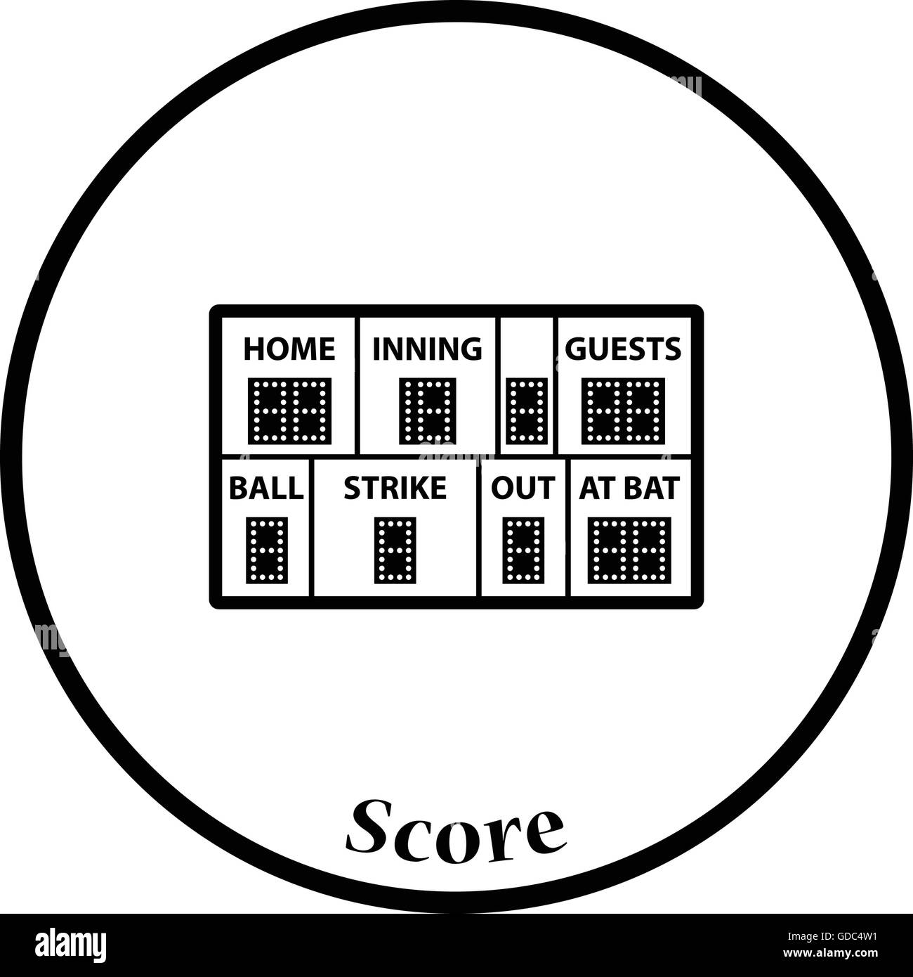 Baseball scoreboard icon. Thin circle design. Vector illustration Stock ...
