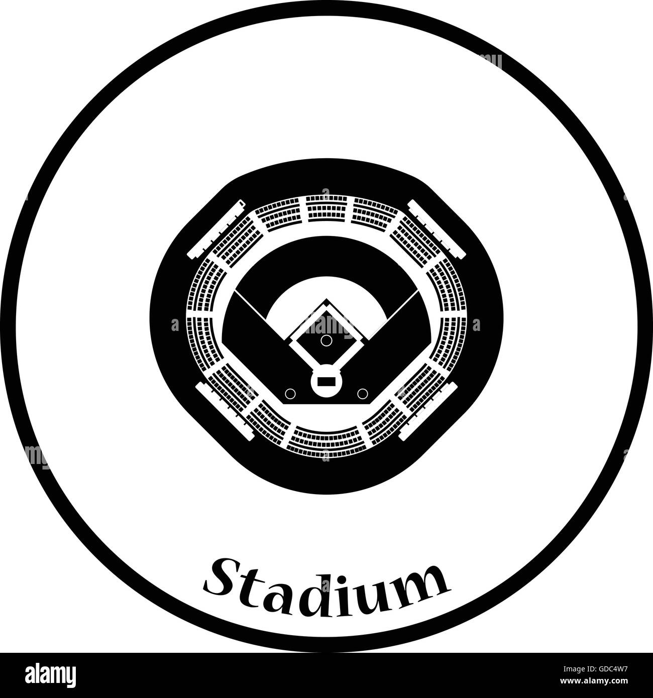 Baseball stadium icon. Thin circle design. Vector illustration Stock ...