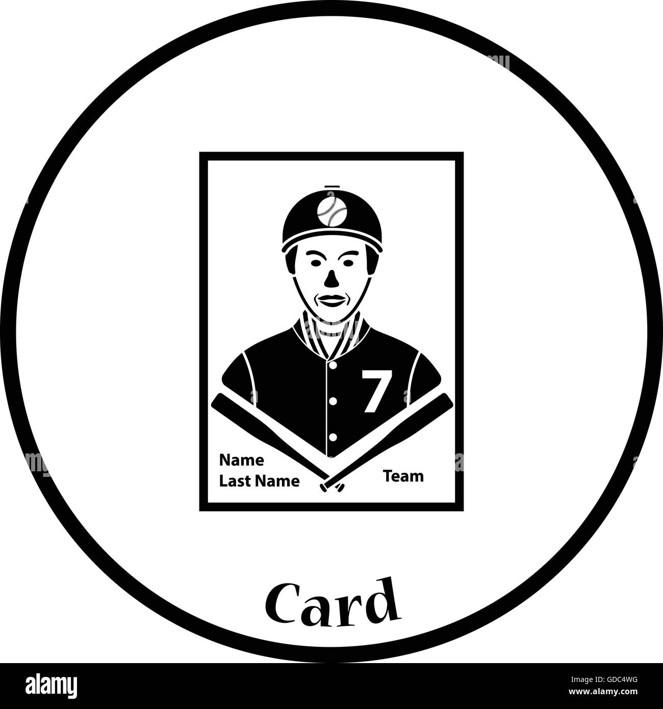 Baseball card icon. Thin circle design. Vector illustration Stock ...