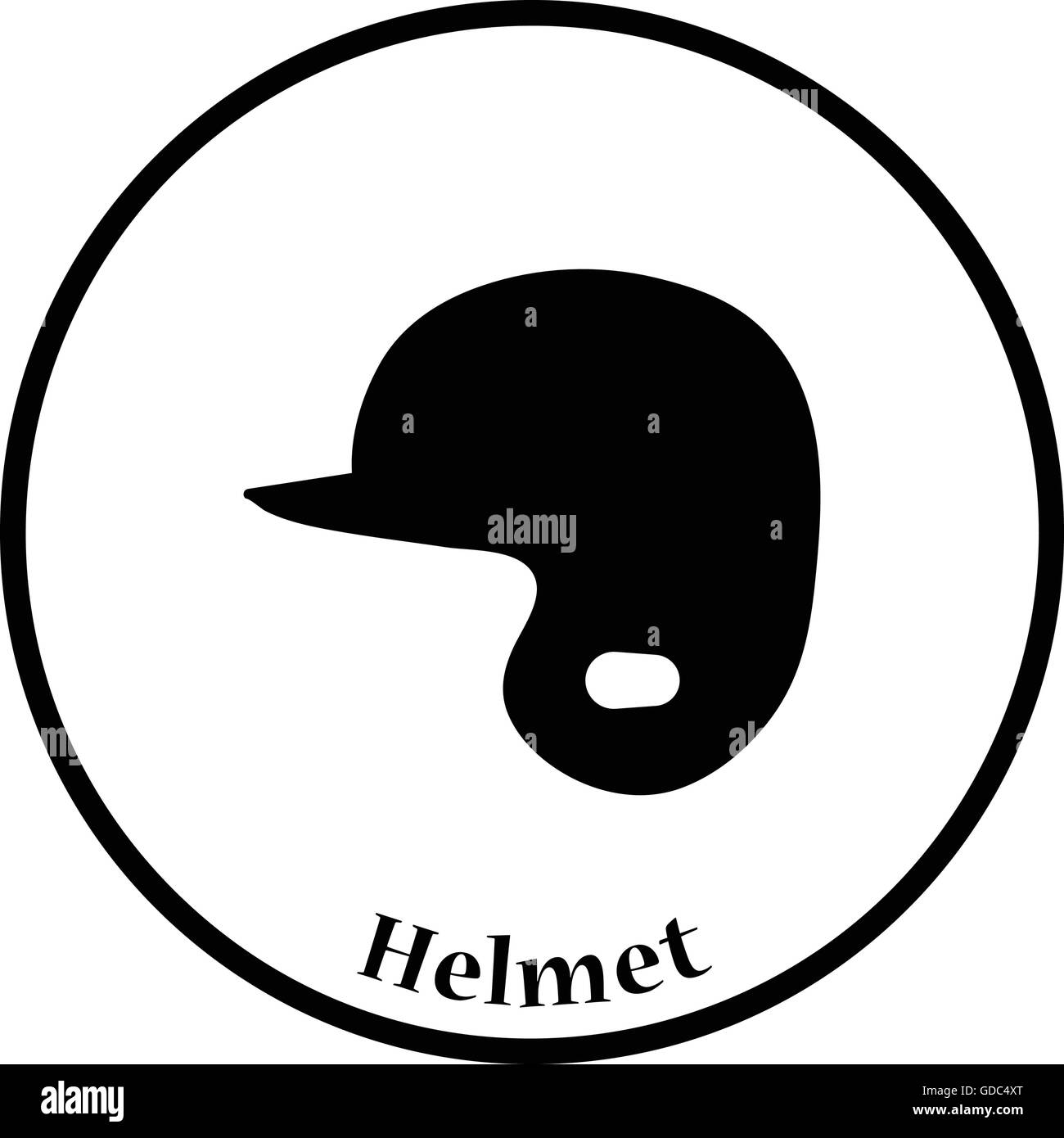 Baseball helmet icon. Thin circle design. Vector illustration Stock ...