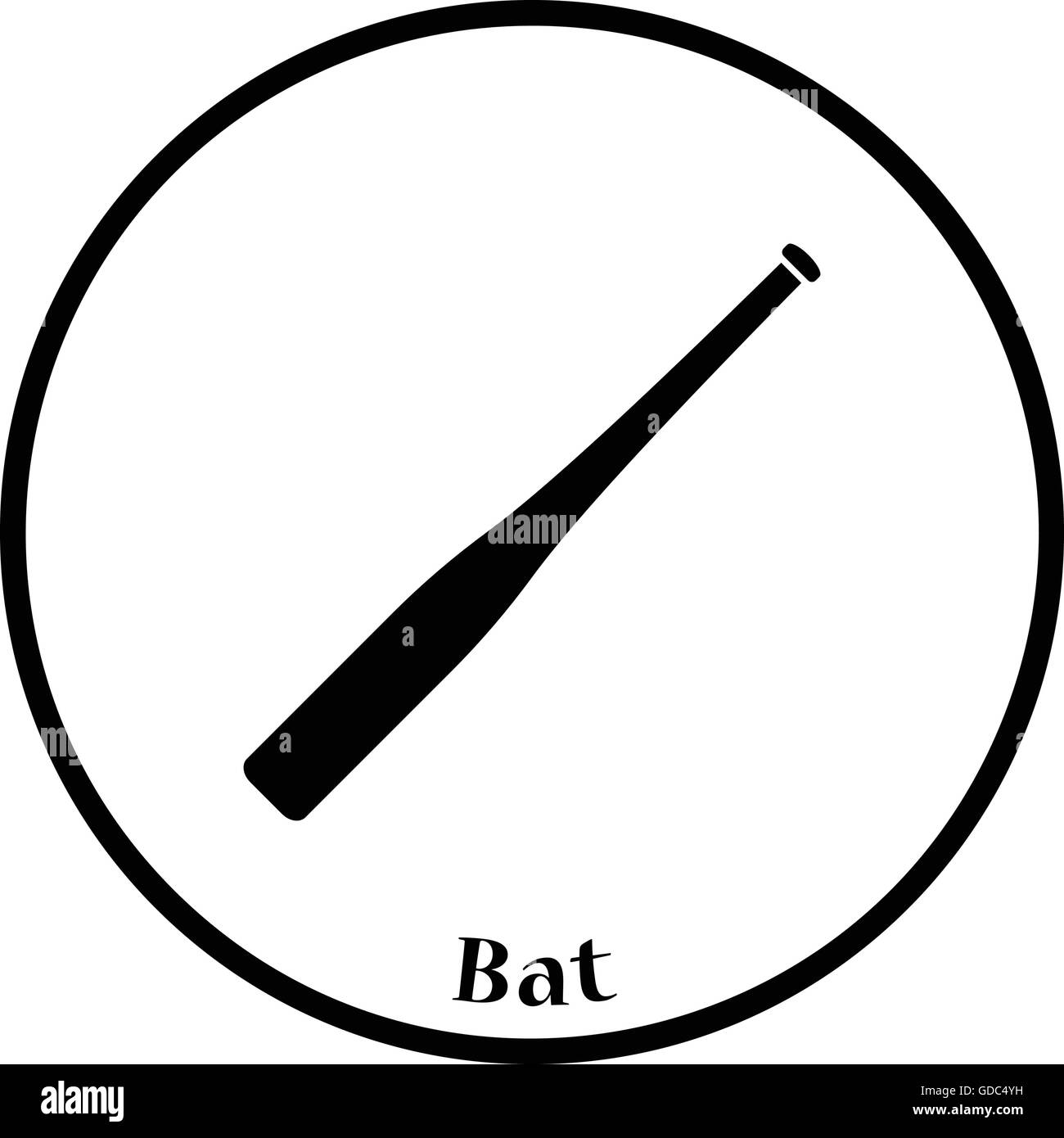 Baseball bat icon. Thin circle design. Vector illustration Stock Vector ...