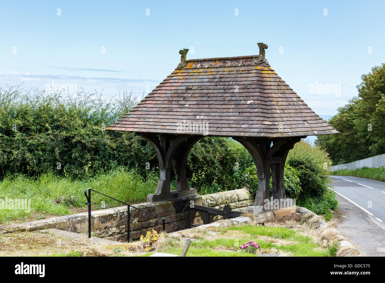 The lychgate at the Church Of St Oswald. In Lythe, North Yorkshire ...