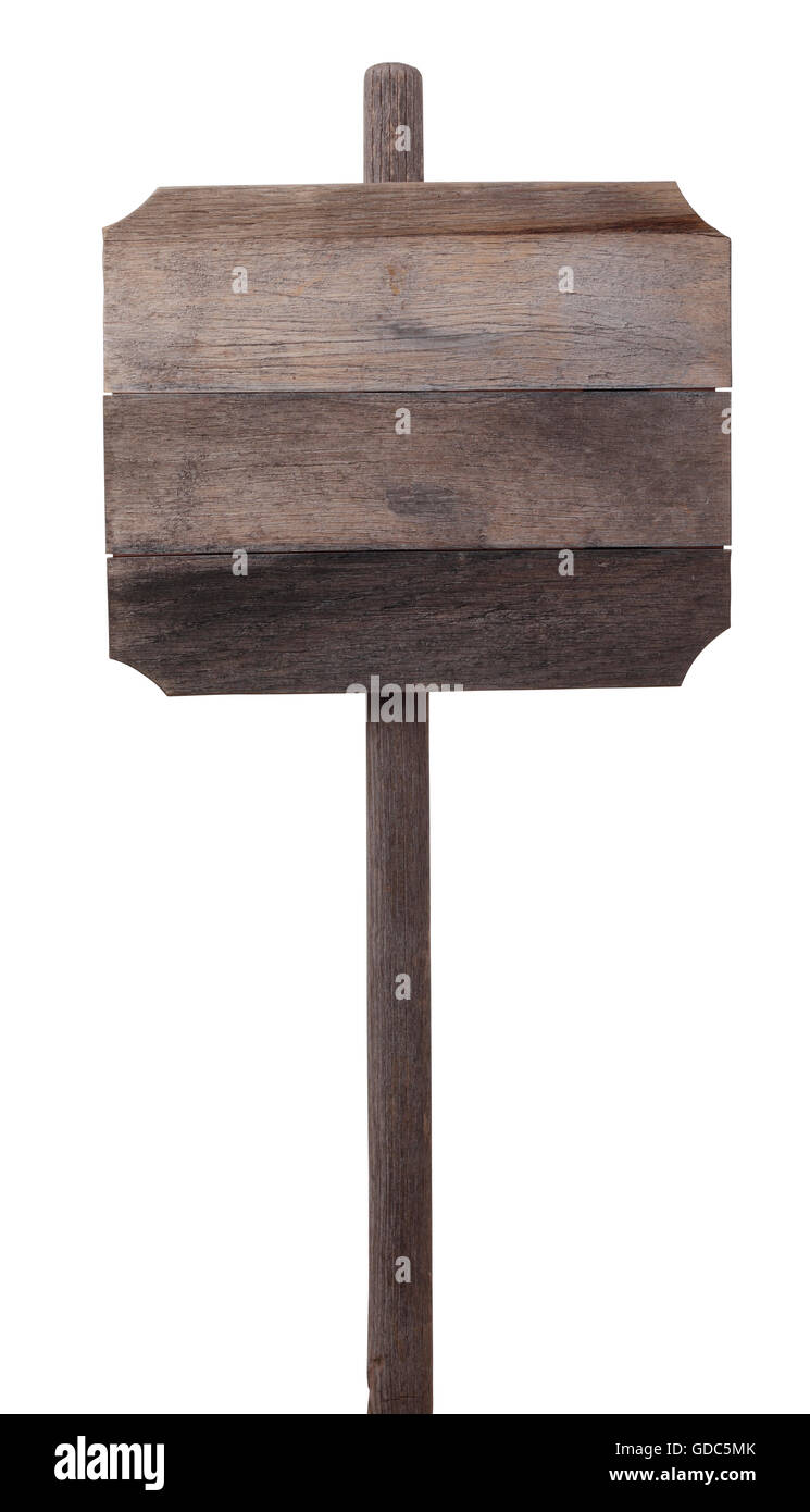 Old weathered wood sign isolated on white background Stock Photo - Alamy