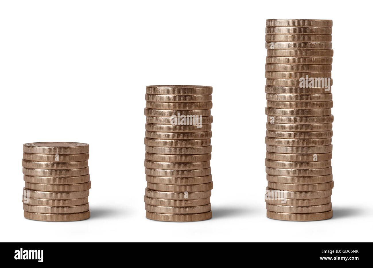 Coin rolls on white background with clipping path Stock Photo - Alamy
