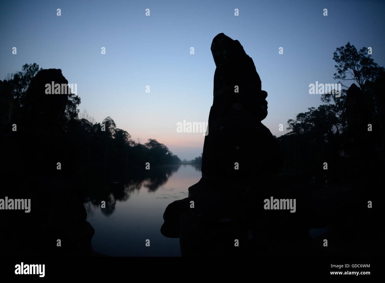 The Bridge at the Angkor Tom Gate in the Temple City of Angkor near the ...
