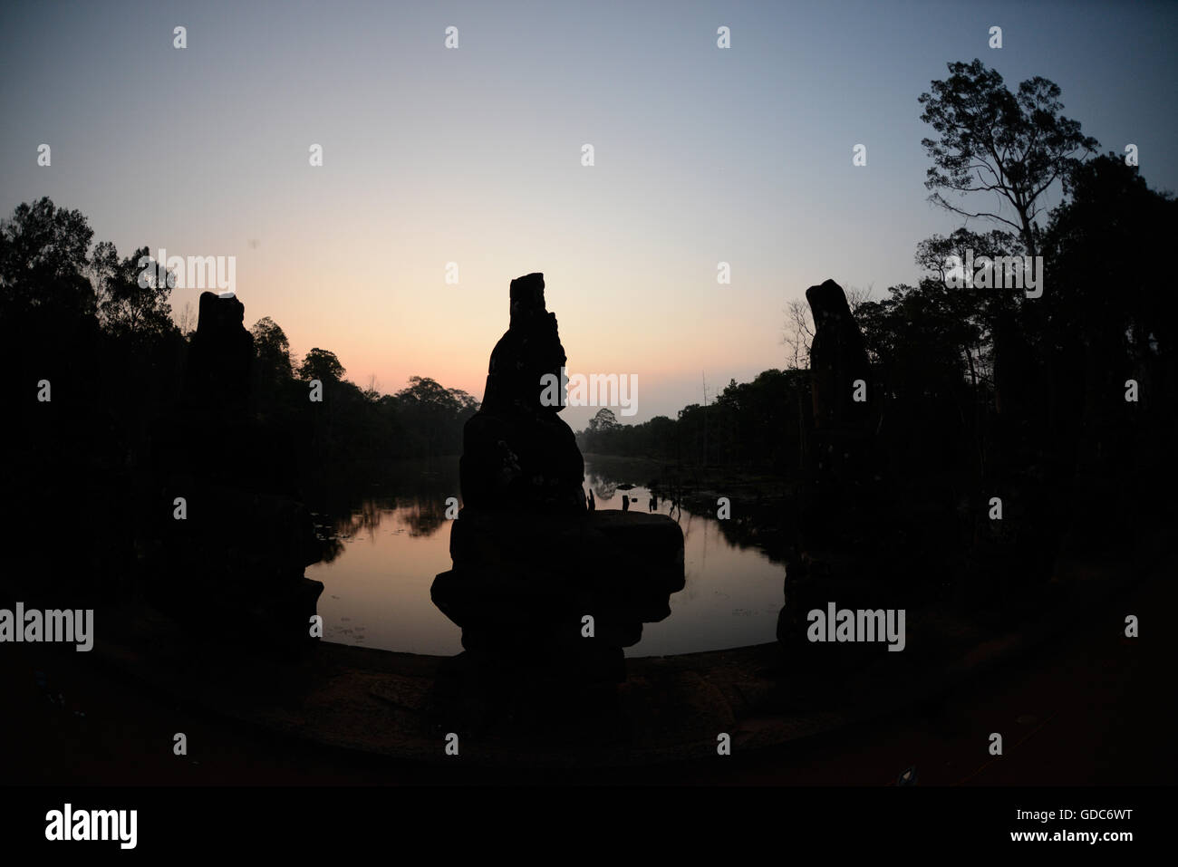 The Bridge at the Angkor Tom Gate in the Temple City of Angkor near the ...