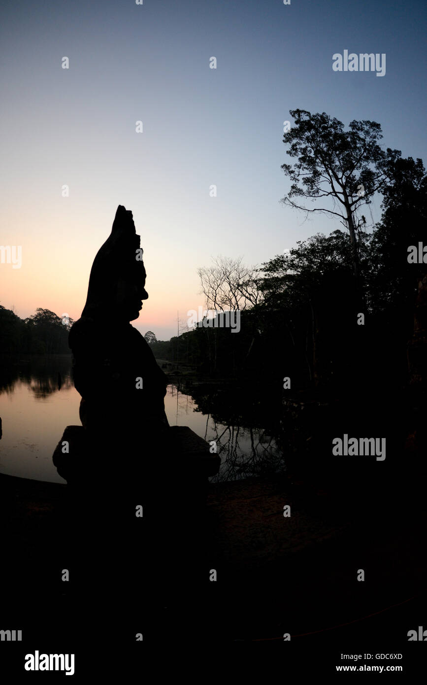 The Bridge at the Angkor Tom Gate in the Temple City of Angkor near the ...