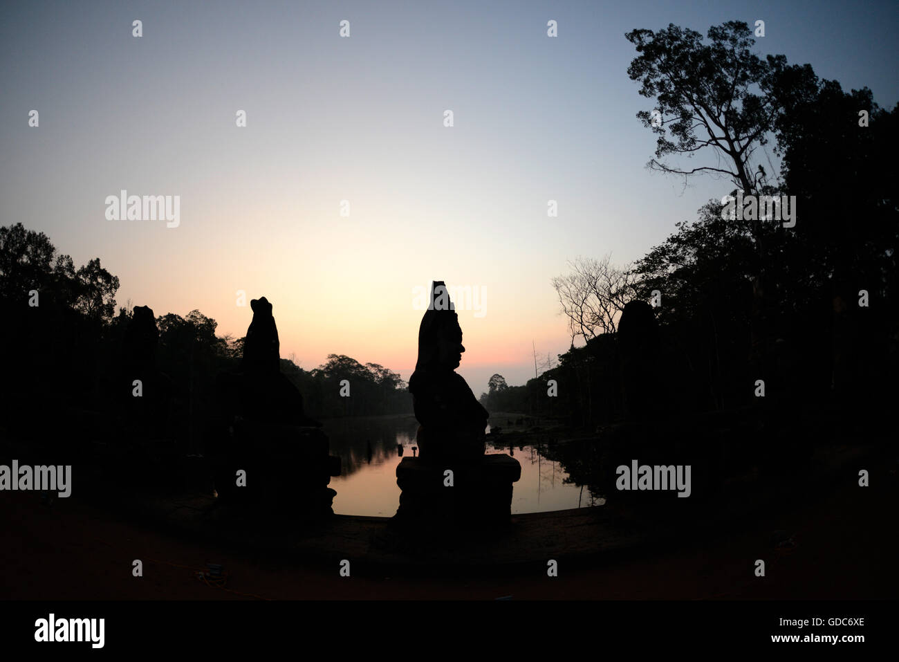 The Bridge at the Angkor Tom Gate in the Temple City of Angkor near the ...