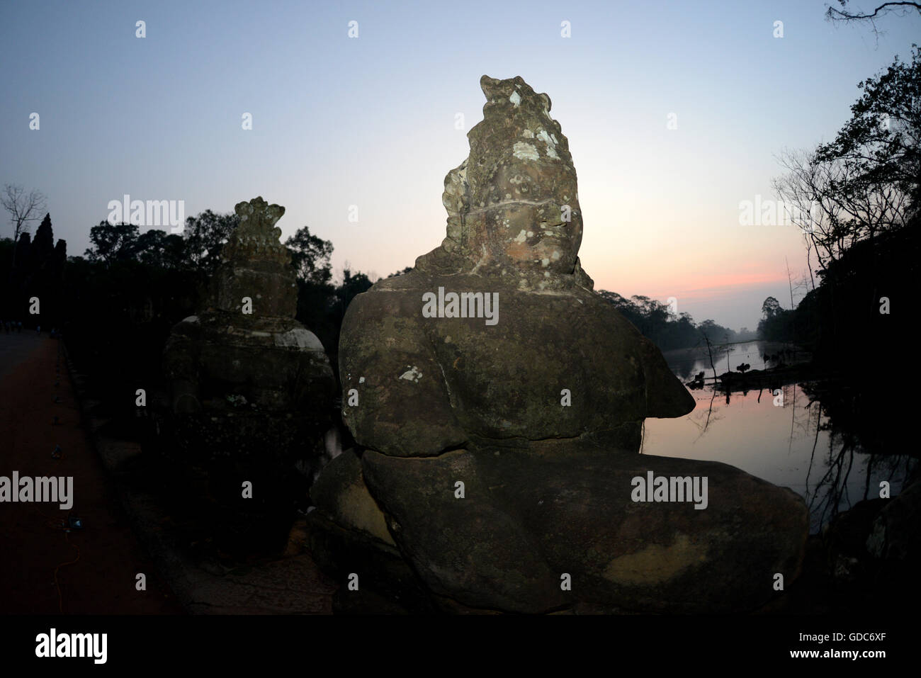 The Bridge at the Angkor Tom Gate in the Temple City of Angkor near the ...