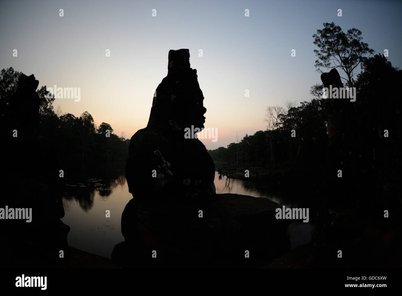The Bridge at the Angkor Tom Gate in the Temple City of Angkor near the ...