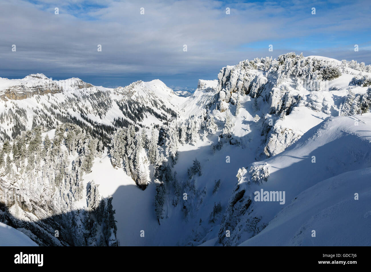 The valley Justistal and the saddle with the name Sichle (sickle) at ...