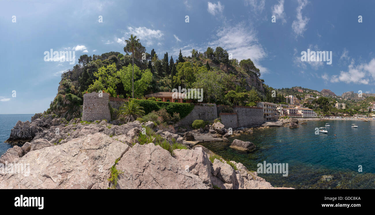Hotels at the bay of Mazzaro Stock Photo - Alamy
