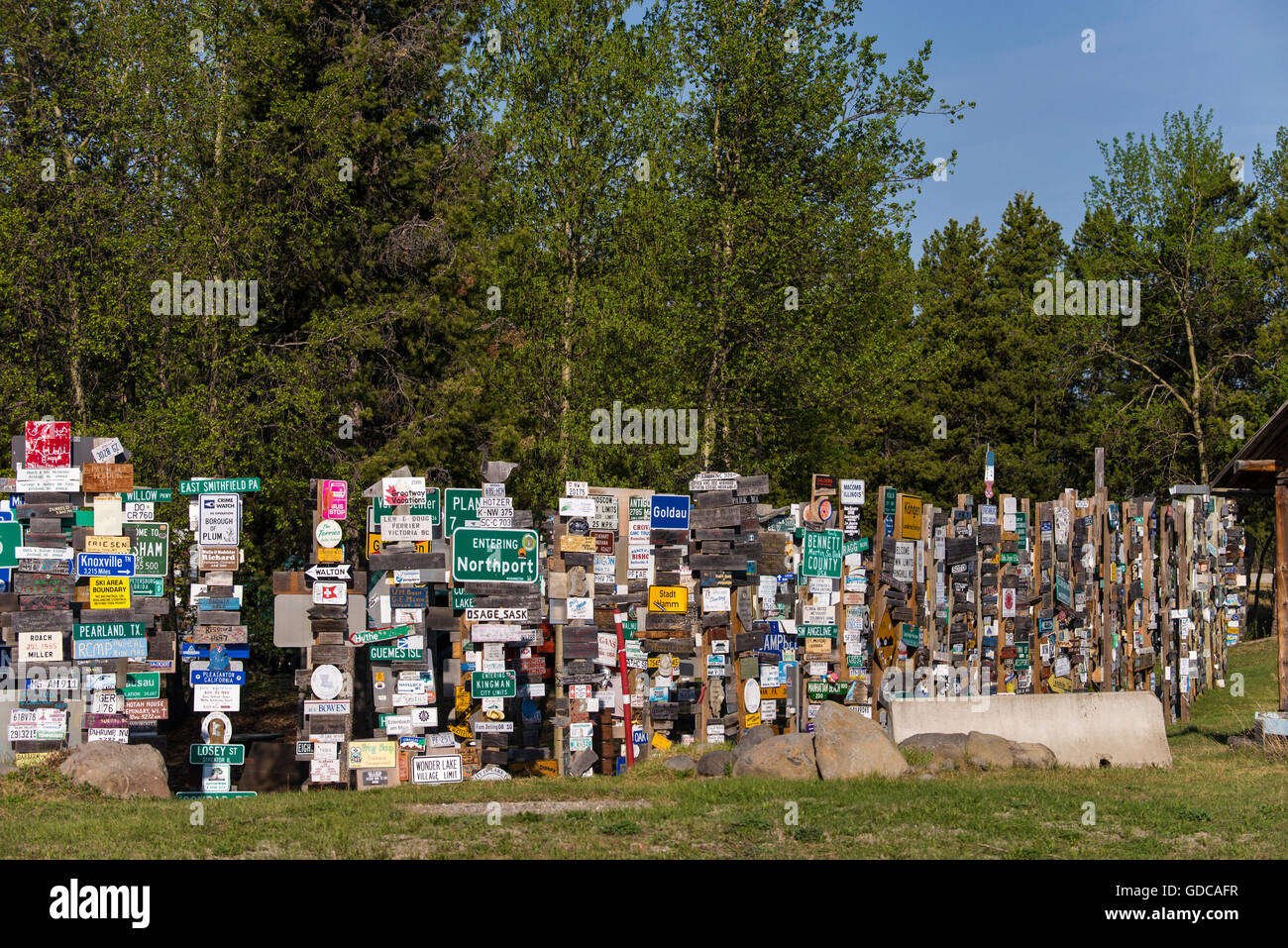 signpost forest,Watson lake,Yukon,Canada,Alaska,USA,signpost Stock ...
