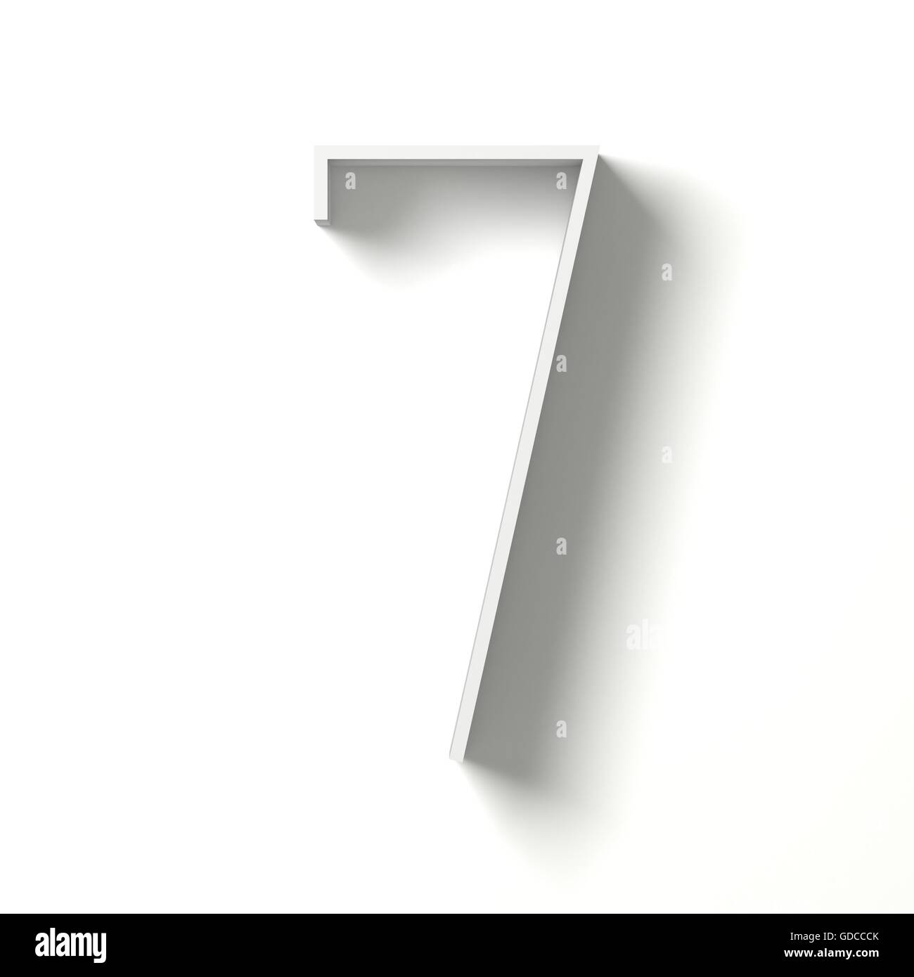 Long shadow digit. Number SEVEN 7. 3D render illustration isolated on ...
