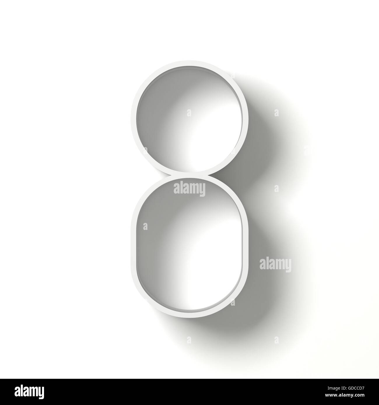 Long shadow digit. Number EIGHT 8. 3D render illustration isolated on ...