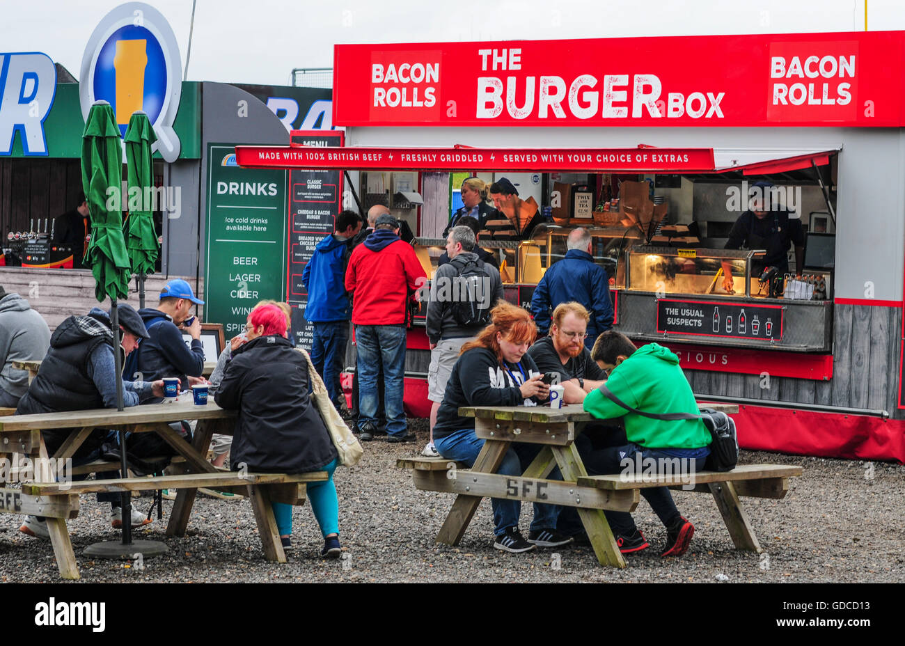 Fans at Silverstone race track during the F1 Formula One weekend Stock ...