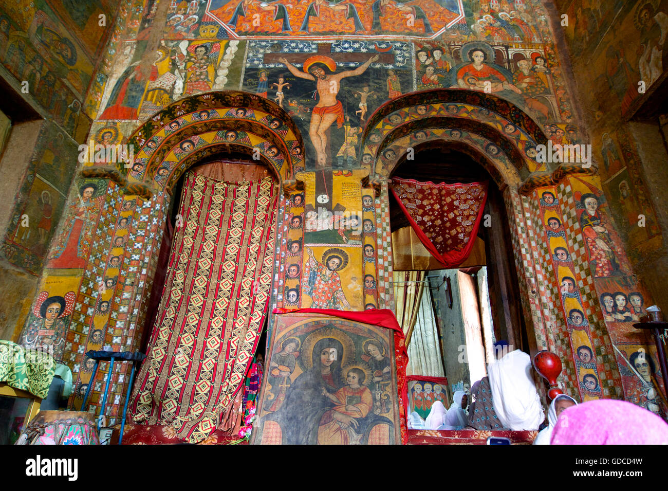 Interior of Debre Birhan Selassie church, Gondar, Ethiopia Stock Photo ...