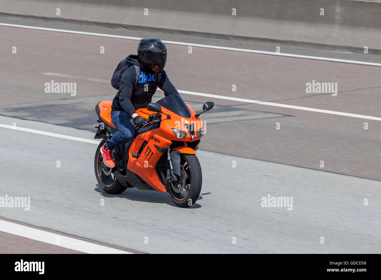 Motorcyclist on the Kawasaki Ninja Stock Photo - Alamy