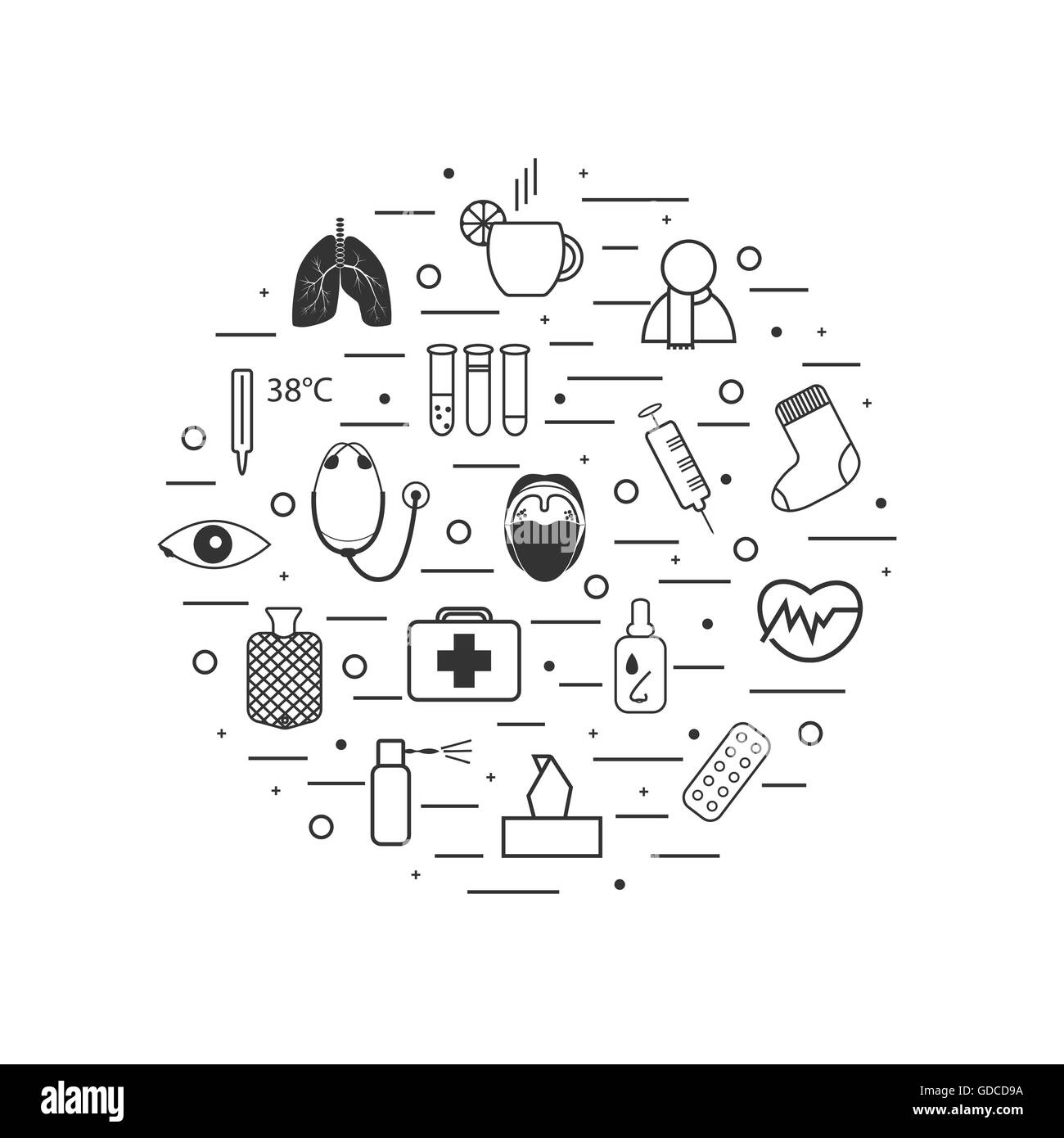 Thin line icons about cold treatment in circle Stock Vector Image & Art ...