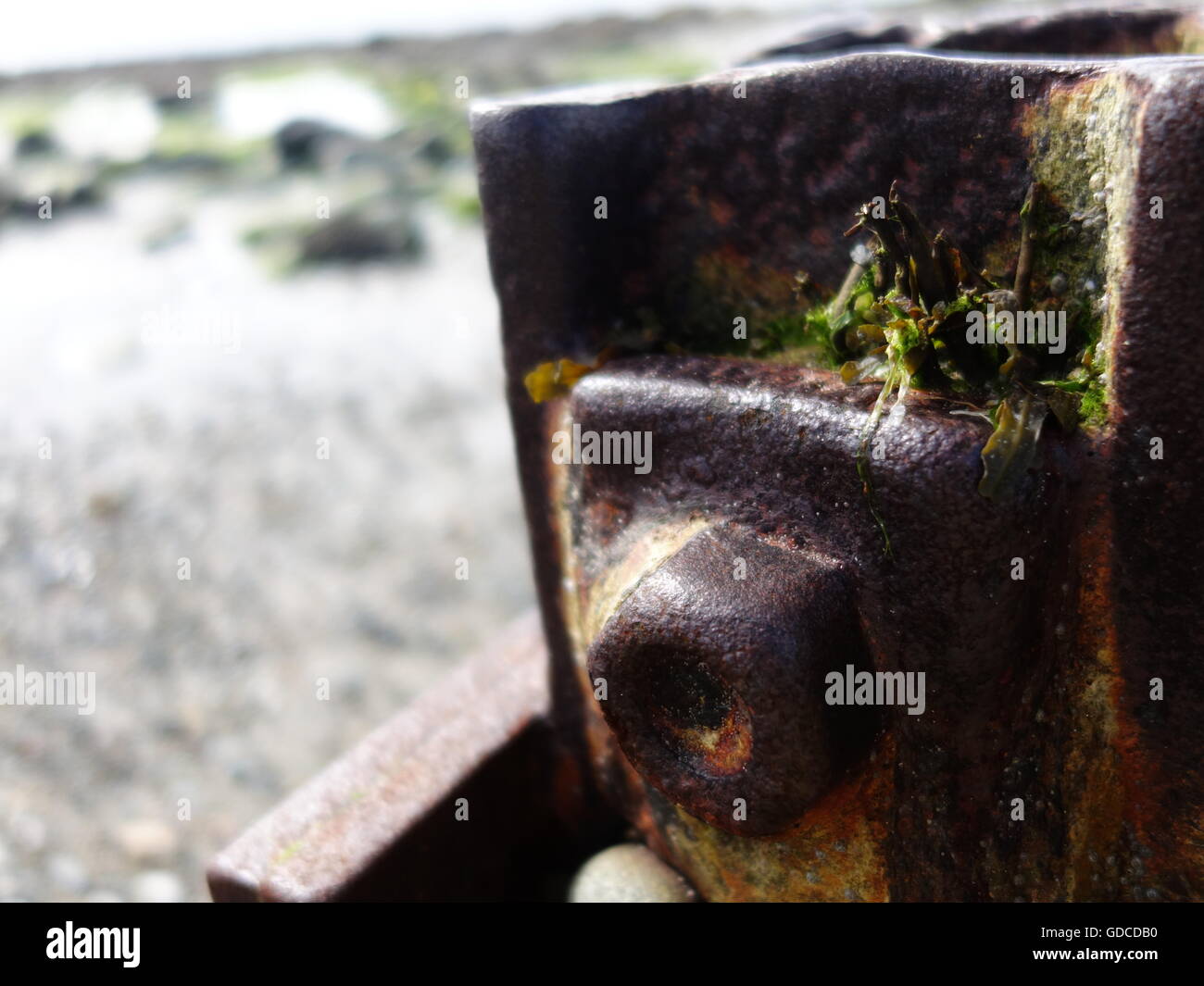 Rusty metal on a beach Stock Photo - Alamy