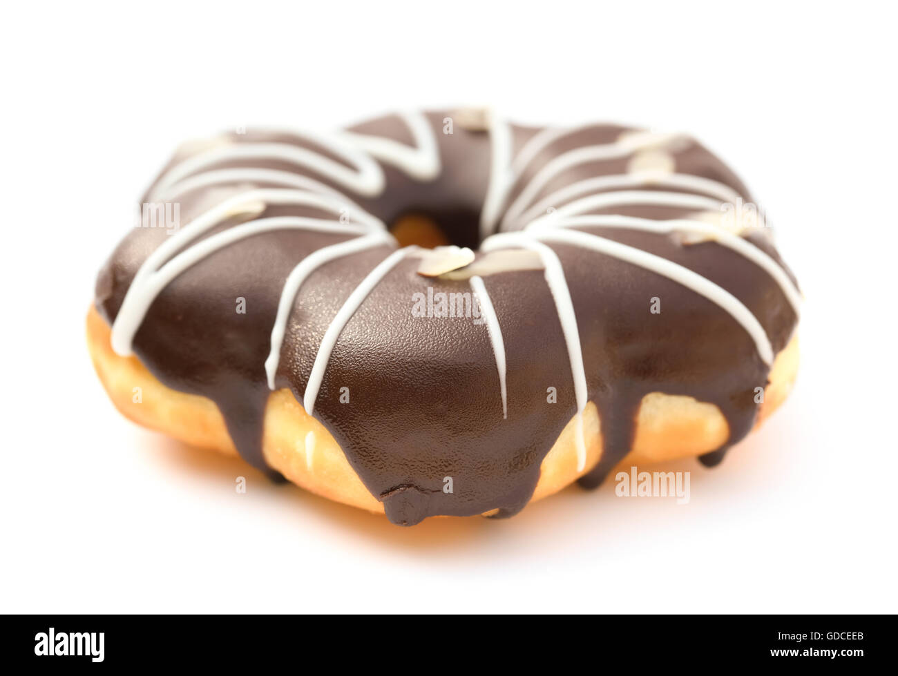 side view chocolate flavor donut on white background Stock Photo - Alamy