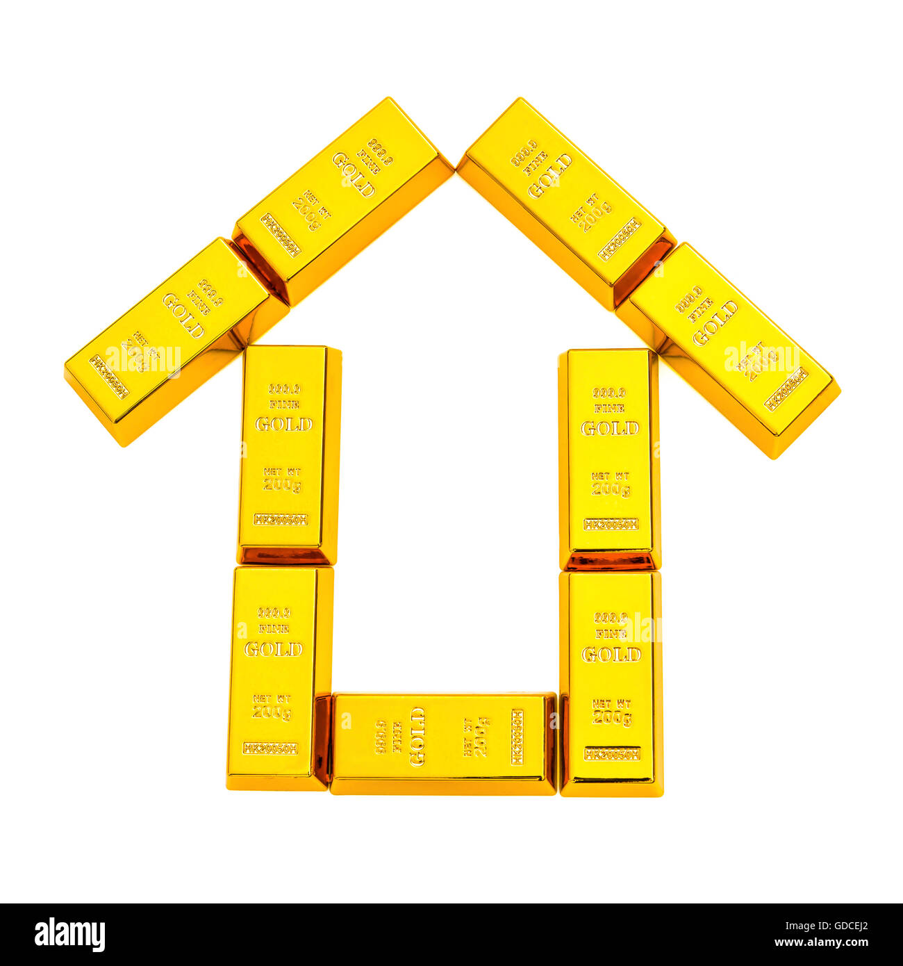 gold bars shape like a house on white with clipping path Stock Photo ...