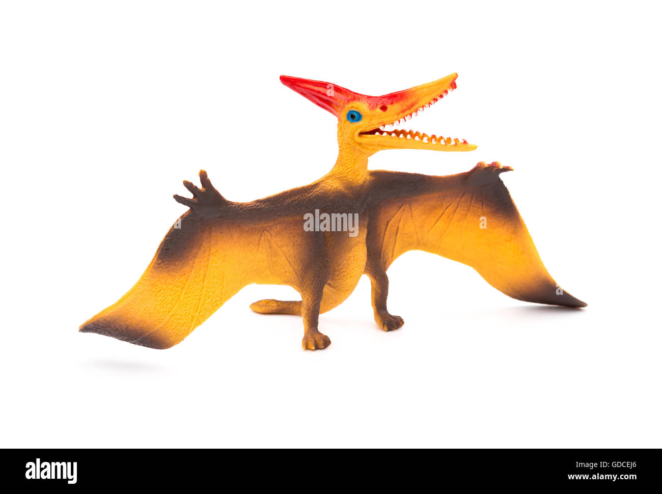 side view orange pterosaurs toy on a white background Stock Photo - Alamy