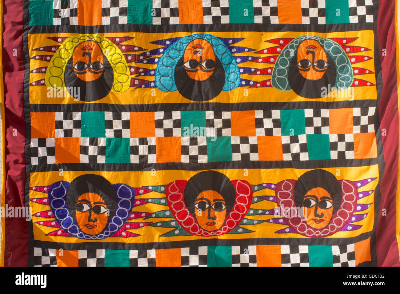 Ethiopian style religious symbolism in a textile, Lalibela, Ethiopia ...