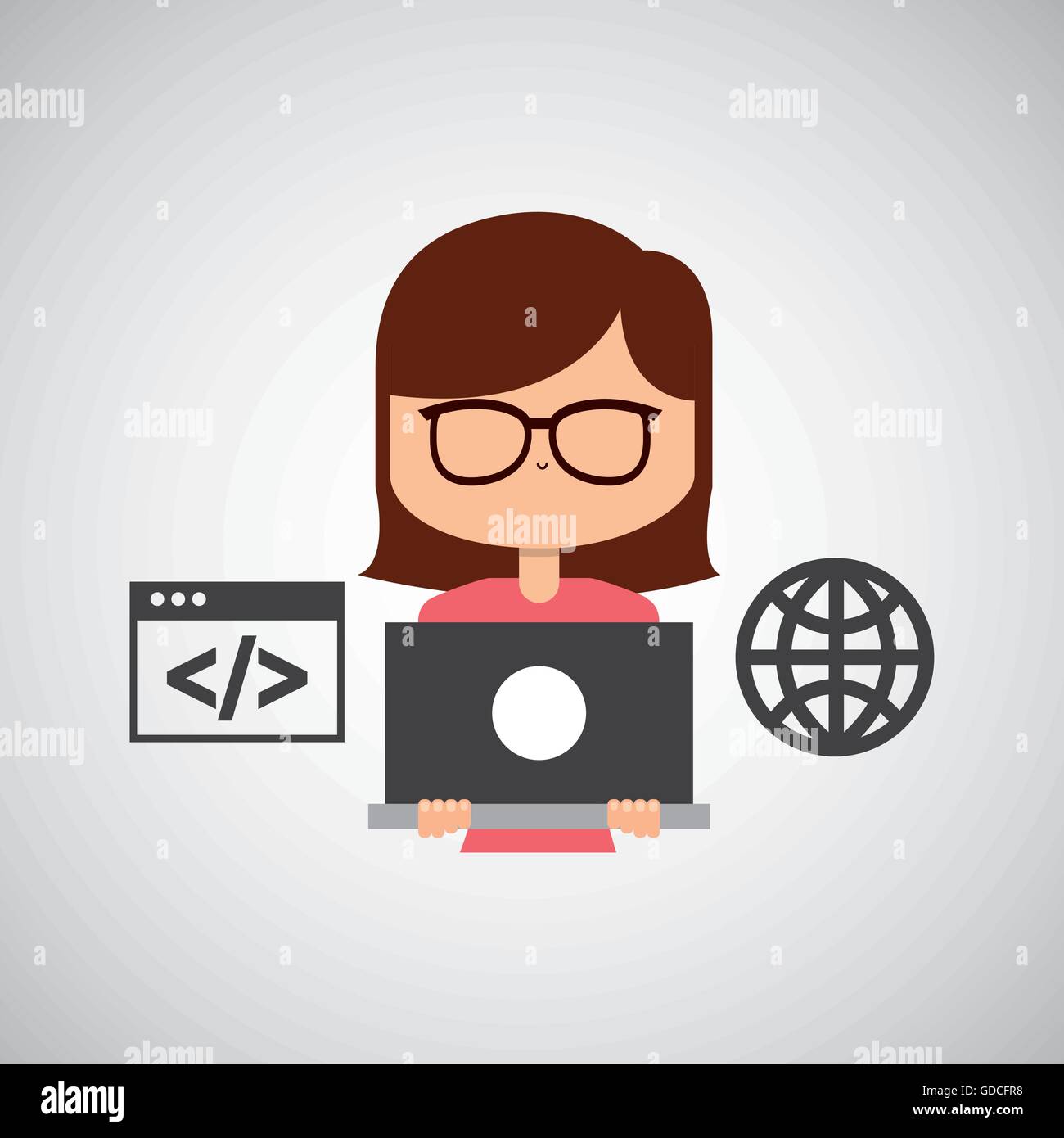 girl working icon Stock Vector Image & Art - Alamy