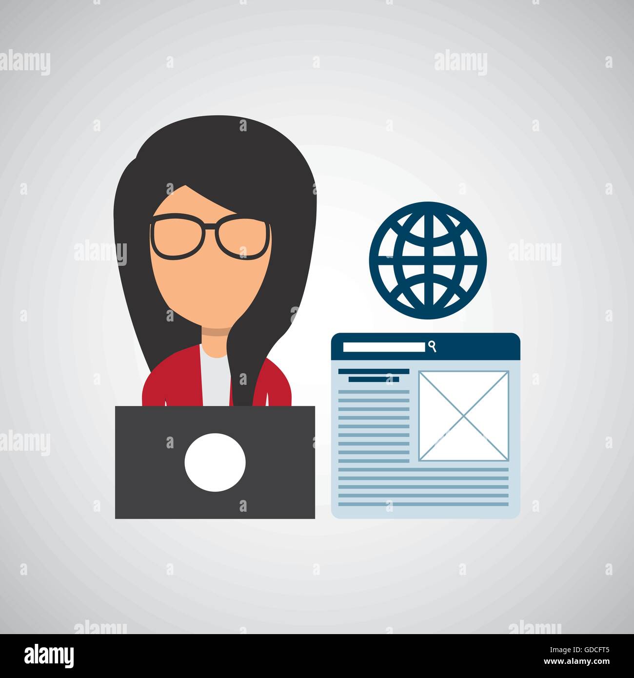 girl working icon Stock Vector Image & Art - Alamy