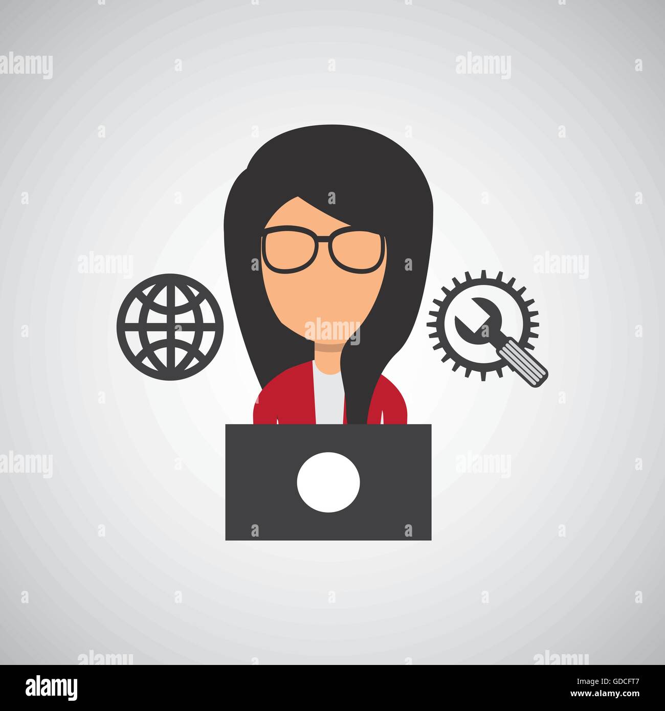 girl working icon Stock Vector Image & Art - Alamy