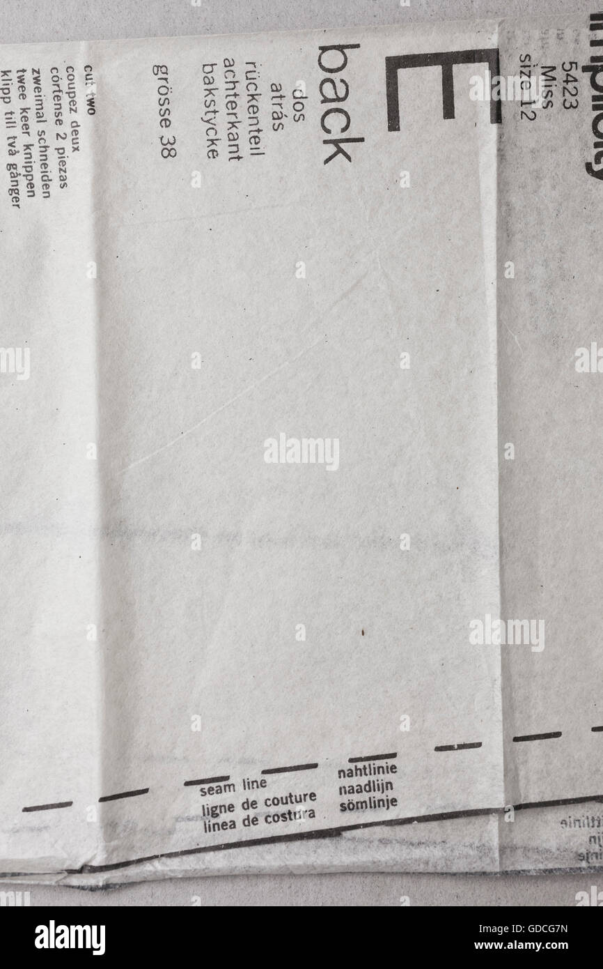 Sewing pattern on thin paper background Stock Photo - Alamy