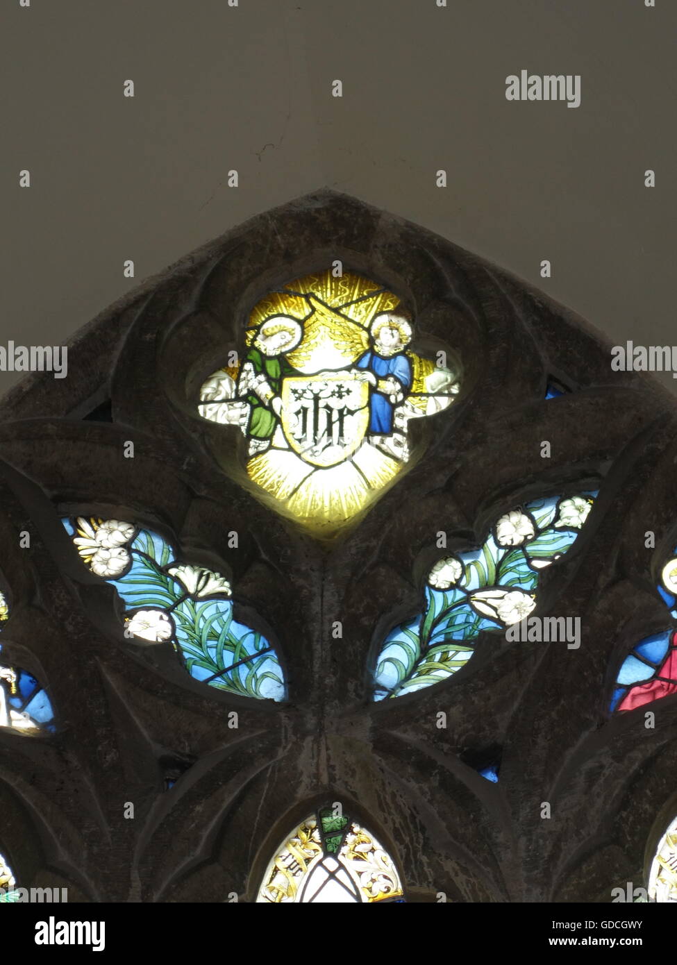 Stained Glass window in an ancient church Stock Photo - Alamy