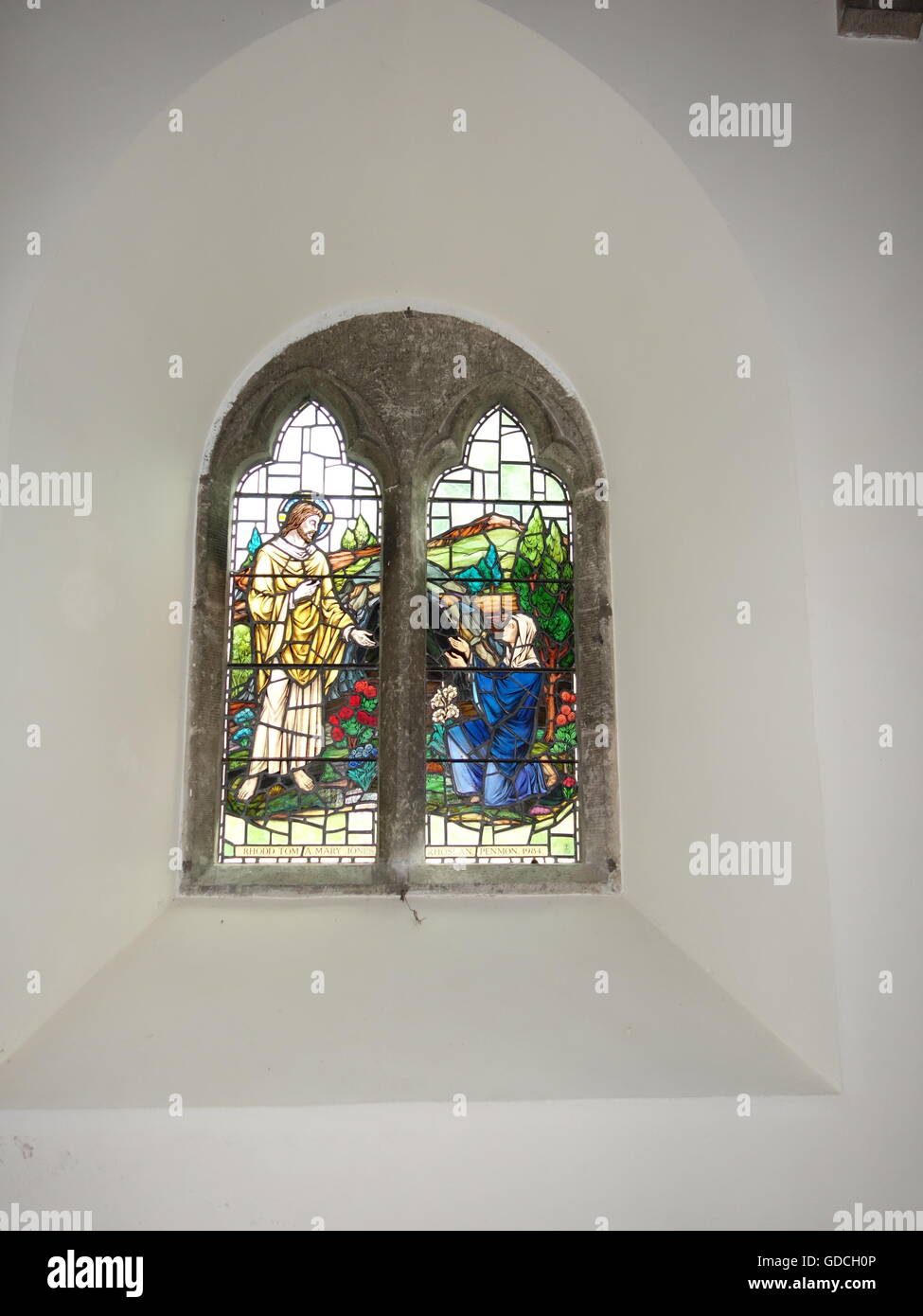 Stained Glass window in an ancient church Stock Photo - Alamy