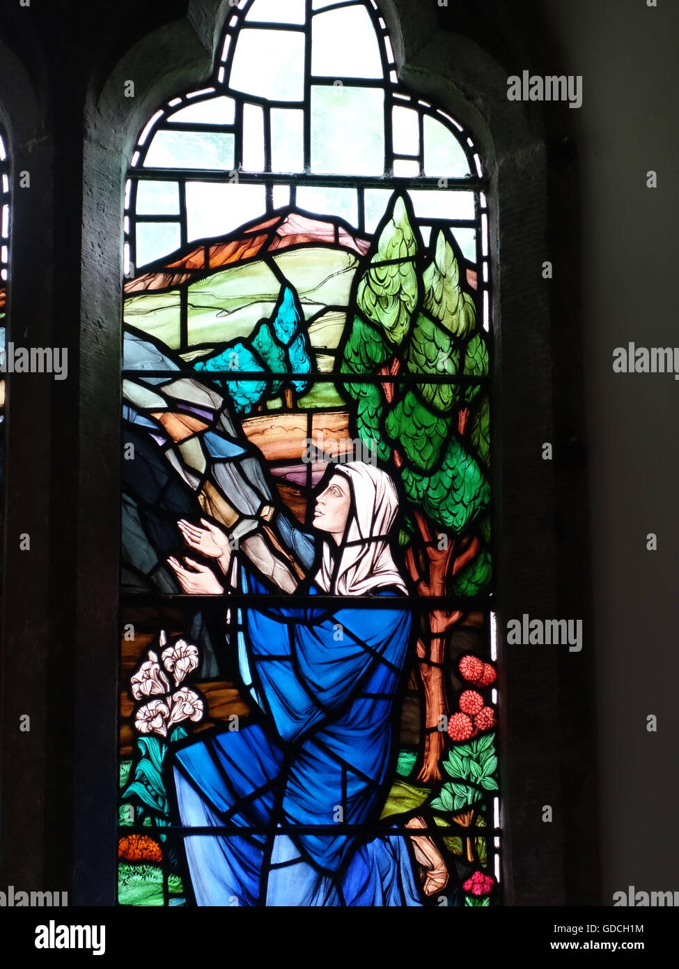 Stained Glass window in an ancient church Stock Photo - Alamy