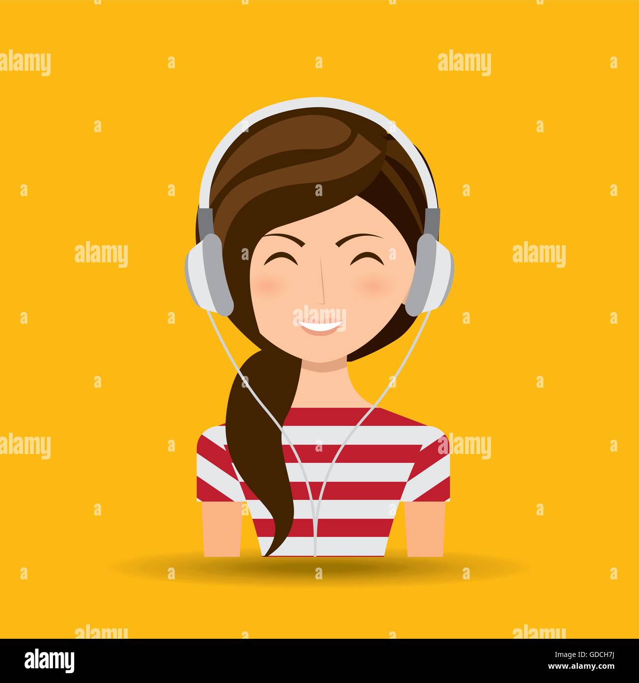 White girl listening music Stock Vector Images - Alamy